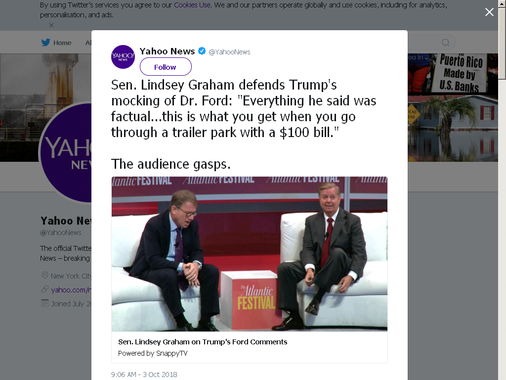 Yahoo News Tweet Misquotes Lindsey Graham to Invent Sexist Attack