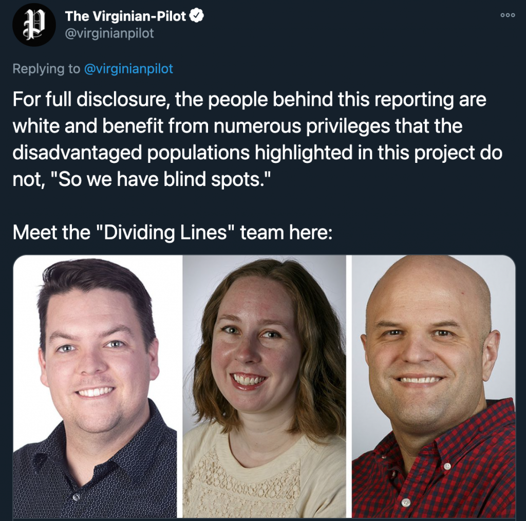 Virginia Paper Warns of White 'Privileges' and 'Blind Spots' in Reporting