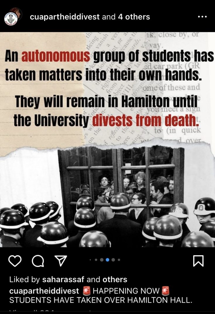 Columbia Students Storm University Building and Hoist Banner Calling ...