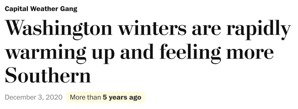 ‘Climate Change’ Was Supposed to Make DC Winters 'More Southern'—And It ...