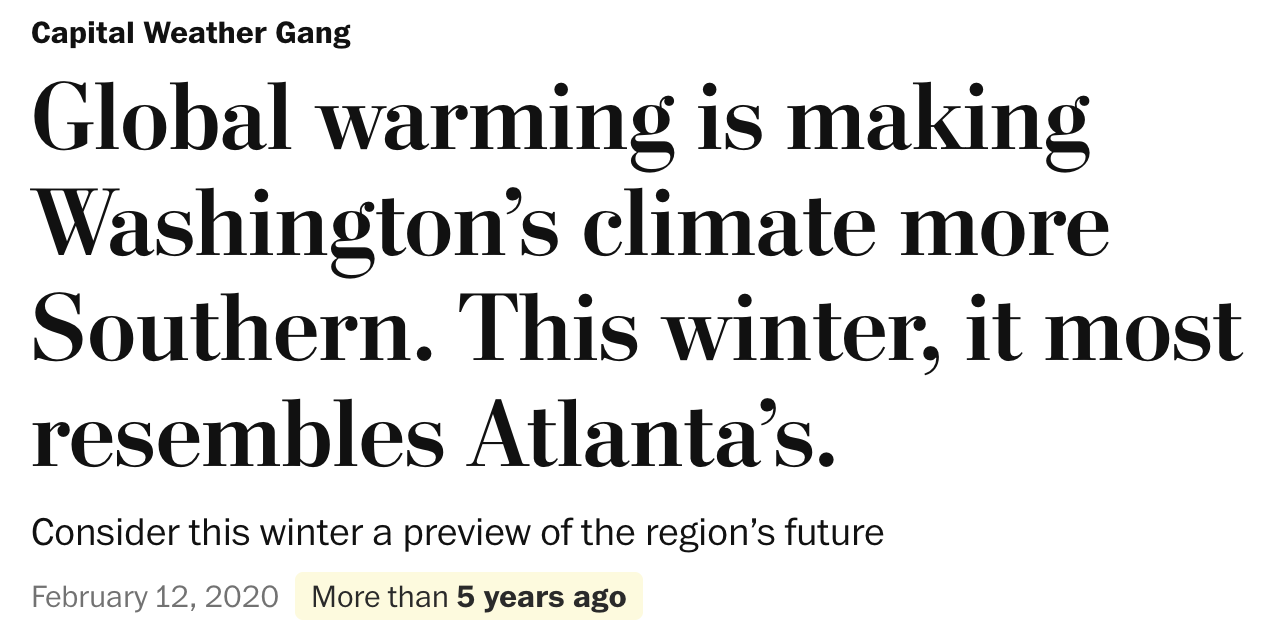 ‘Climate Change’ Was Supposed to Make DC Winters 'More Southern'—And It ...
